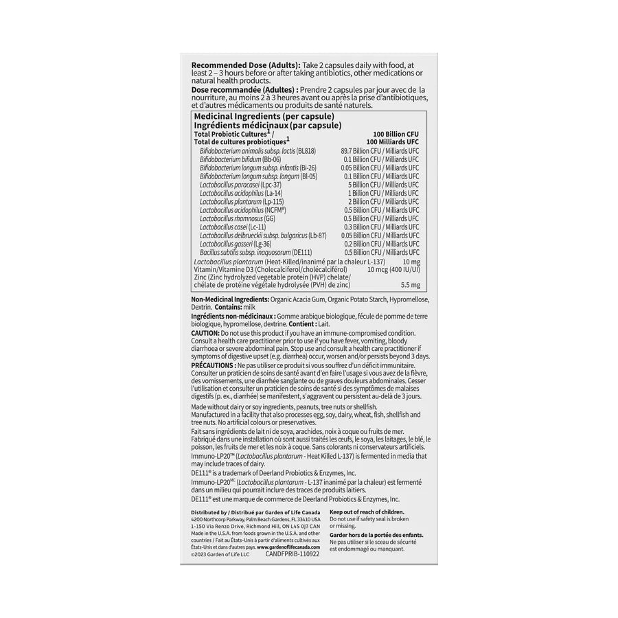 Probiotiques Restaurer l'immunité avec zinc 200milliards 28capsules ...