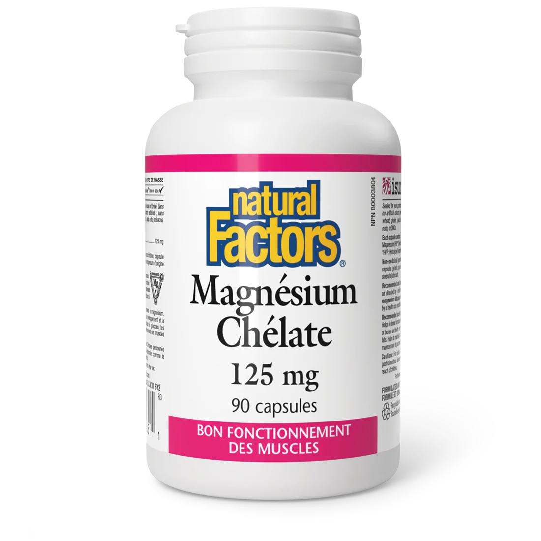 Magnésium Chélate 125mg 90 capsules – Panier Santé Drummondville